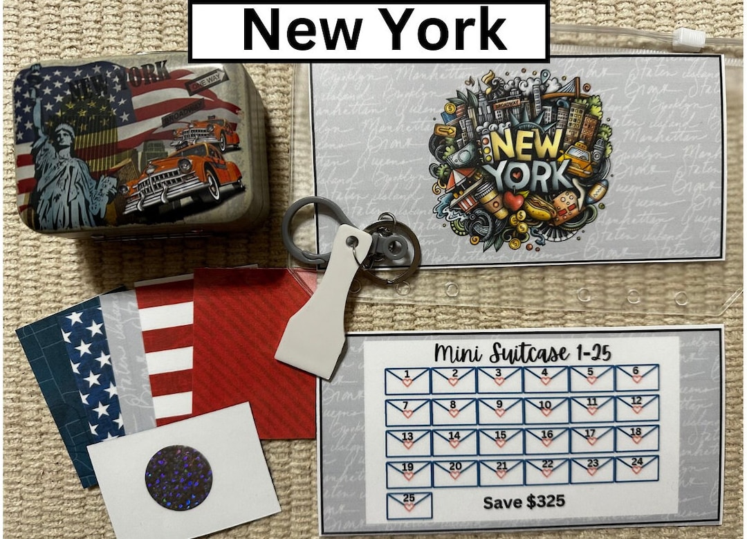 Mini Travel Suitcase Tin-2nd Set-savings Challenge -cash Envelope - Etsy