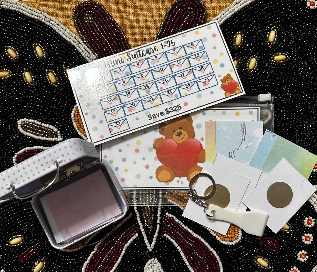 Mini Travel Suitcase Tin-1st. Set-savings Challenge -cash Envelope - Etsy