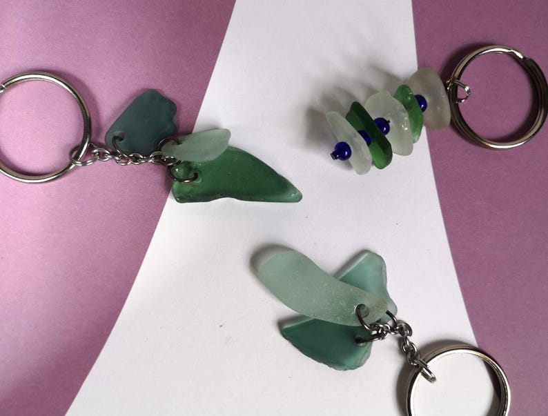Sea Glass Keychain, Handmade See Tumbled Glass, Unique Beach Gift - Etsy