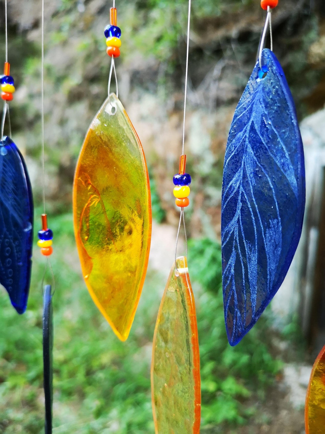 Cute Stained Glass Wind Chime Sun Catcher Multicolor Wind Chime Boho ...