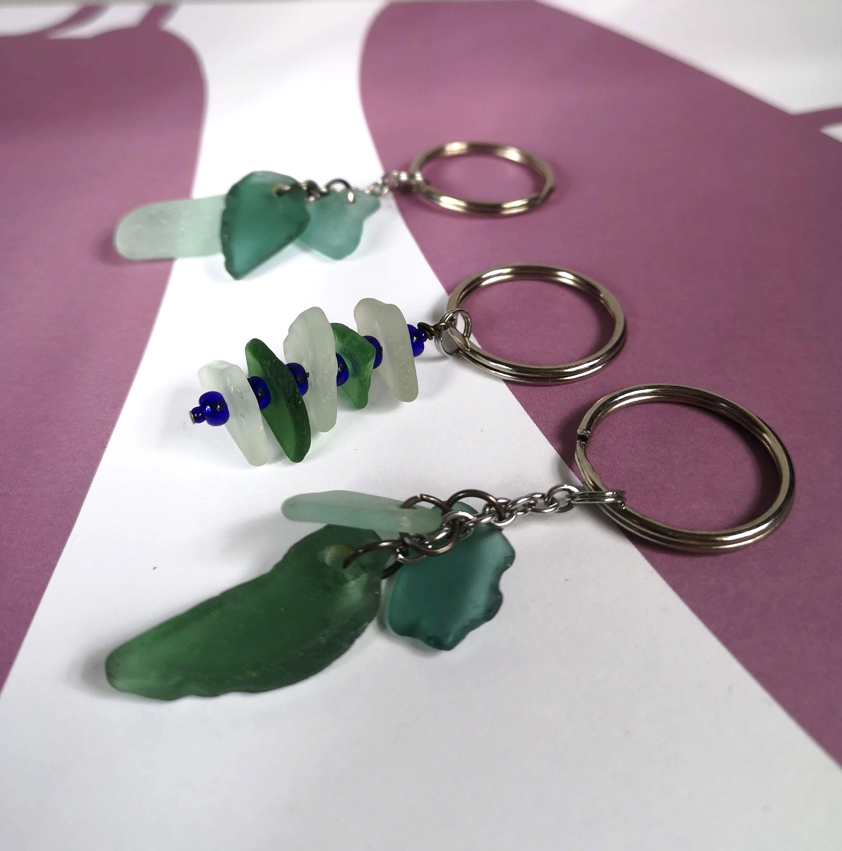 Sea Glass Keychain, Handmade See Tumbled Glass, Unique Beach Gift - Etsy