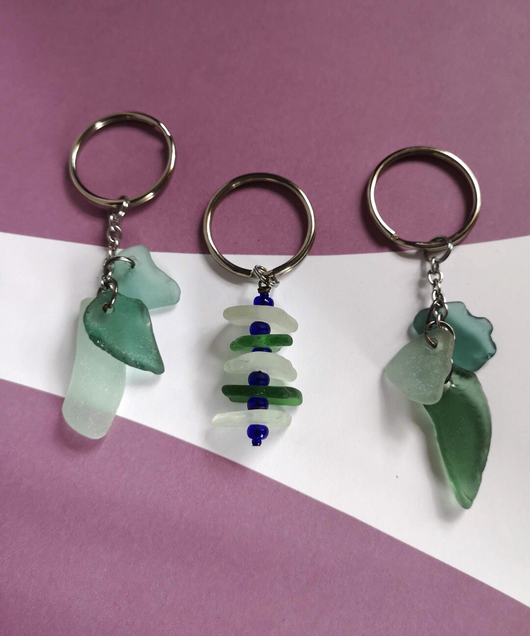 Sea Glass Keychain, Handmade See Tumbled Glass, Unique Beach Gift - Etsy