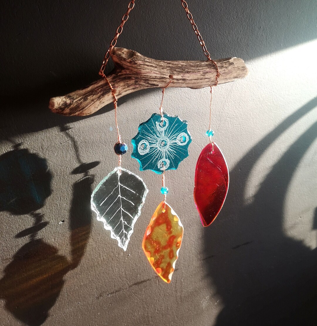 Small Sun Catcher, Glass Wind Chime, Multicolours Windchime, Boho Style ...