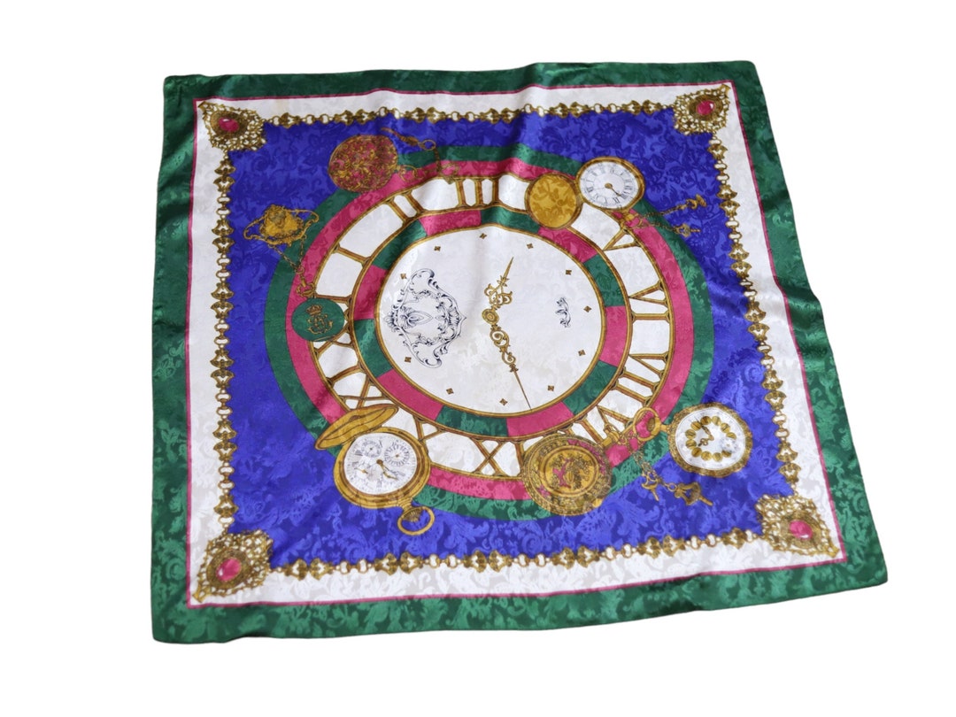Clock Vintage Scarf Square | Floral Print | Baroque Pattern | Bandana ...