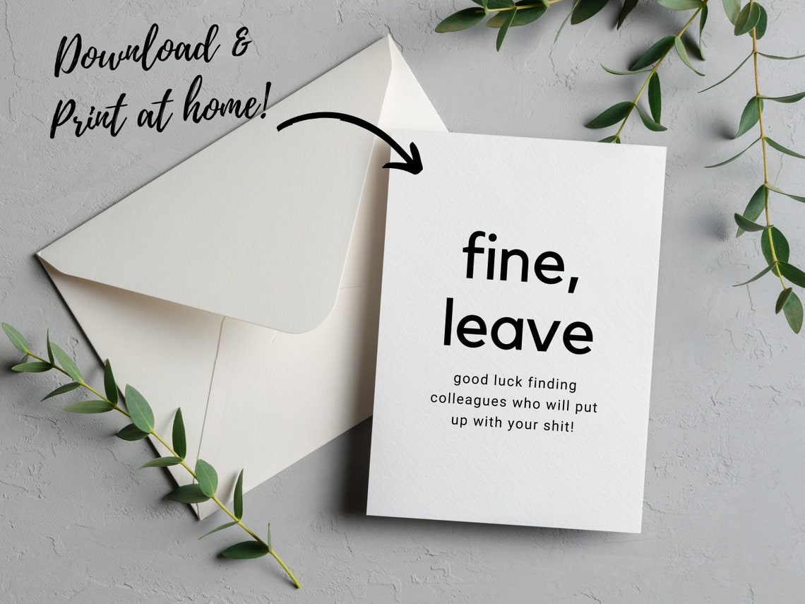 Printable Card Office Leaving Card Funny Card Goodbye - Etsy