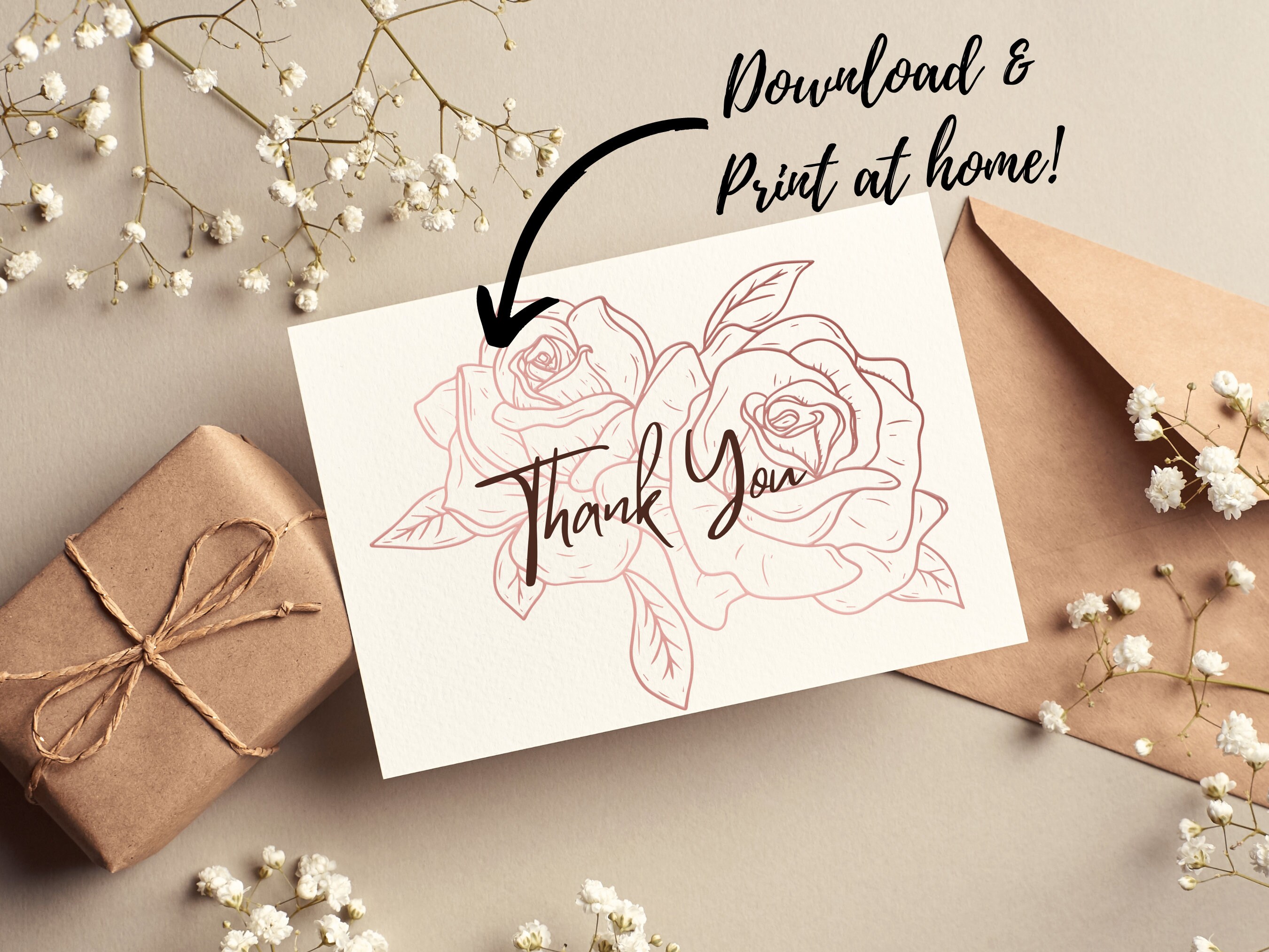 Printable Thank You Note Card Thanks Card Notelet Gratitude ...