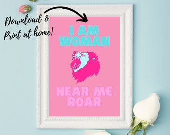 I Am Woman, Hear Me Roar Illustration Art Print. - Etsy UK