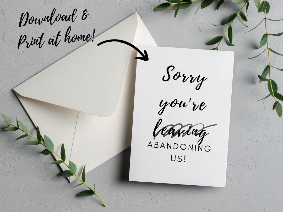 Printable Card Office Leaving Card Funny Card Goodbye Card ...