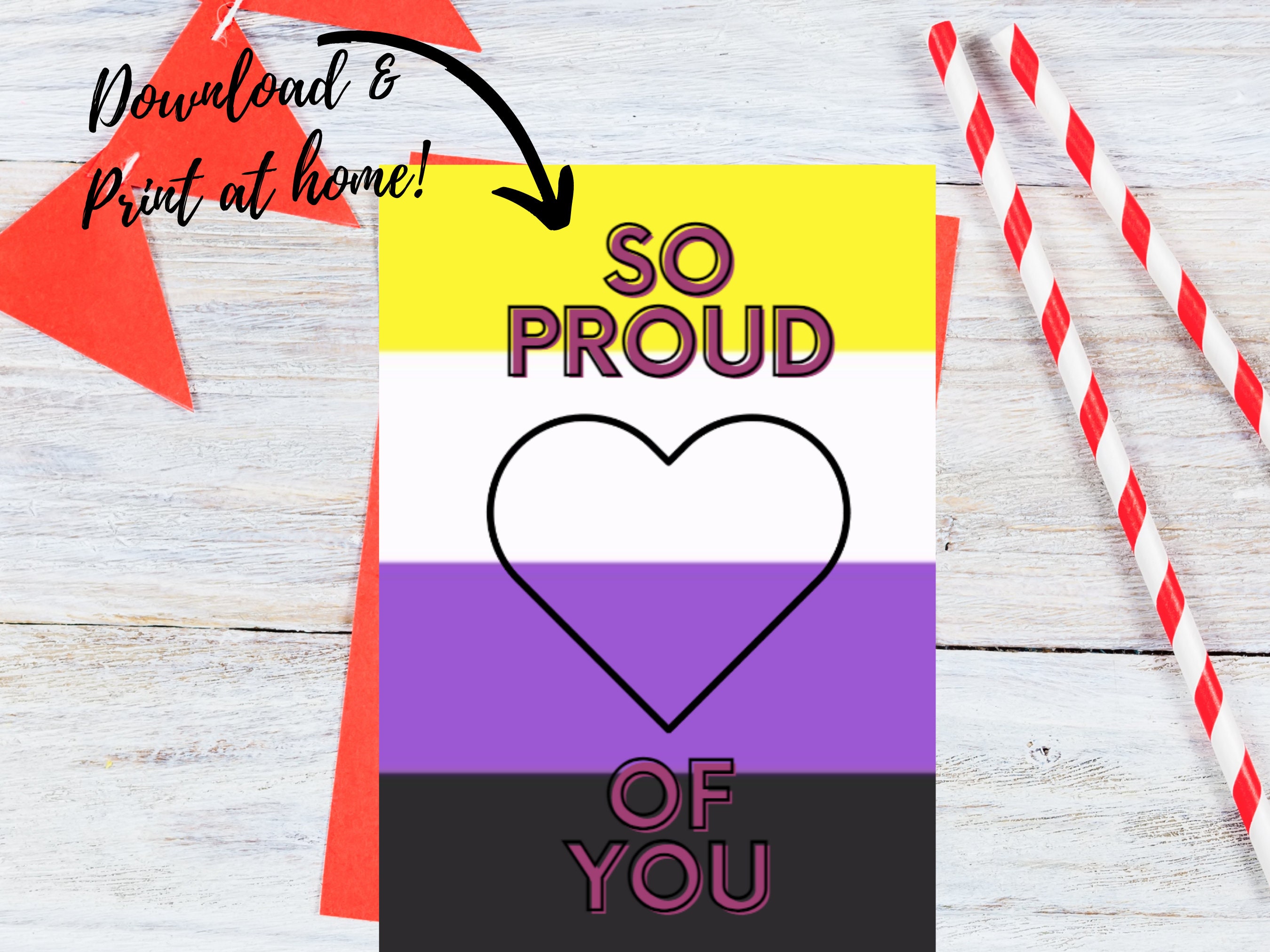 Non Binary Printable Coming Out Card Pride Card LGBT Card LGBTQIA Card ...