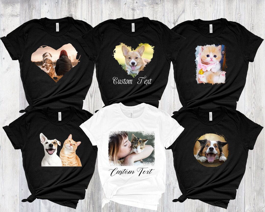 Personalized Pet Photo Shirt, Pet Lover Shirt, Cat Mom, Dog Dad Gift ...