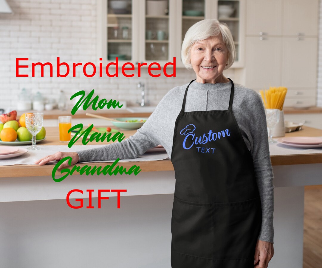 Custom EMBROIDERY Mom Apron, Mama Grandma Apron, Mothers Day ...
