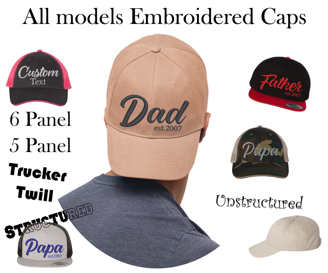 Custom Papa Father Caps, All Models Caps, New Dad Hat, Since Year Hats ...
