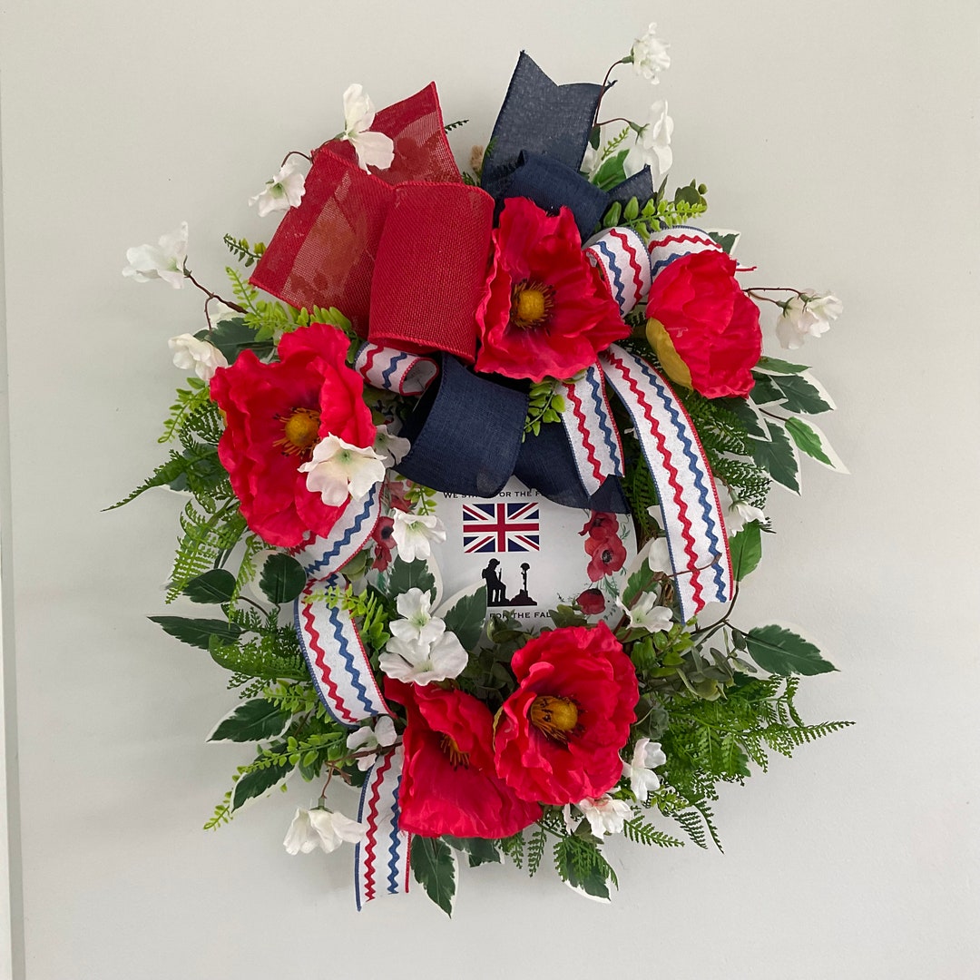 Remembrance Day Wreath,poppy Day Wreath,poppy Wreath,home Decor ...