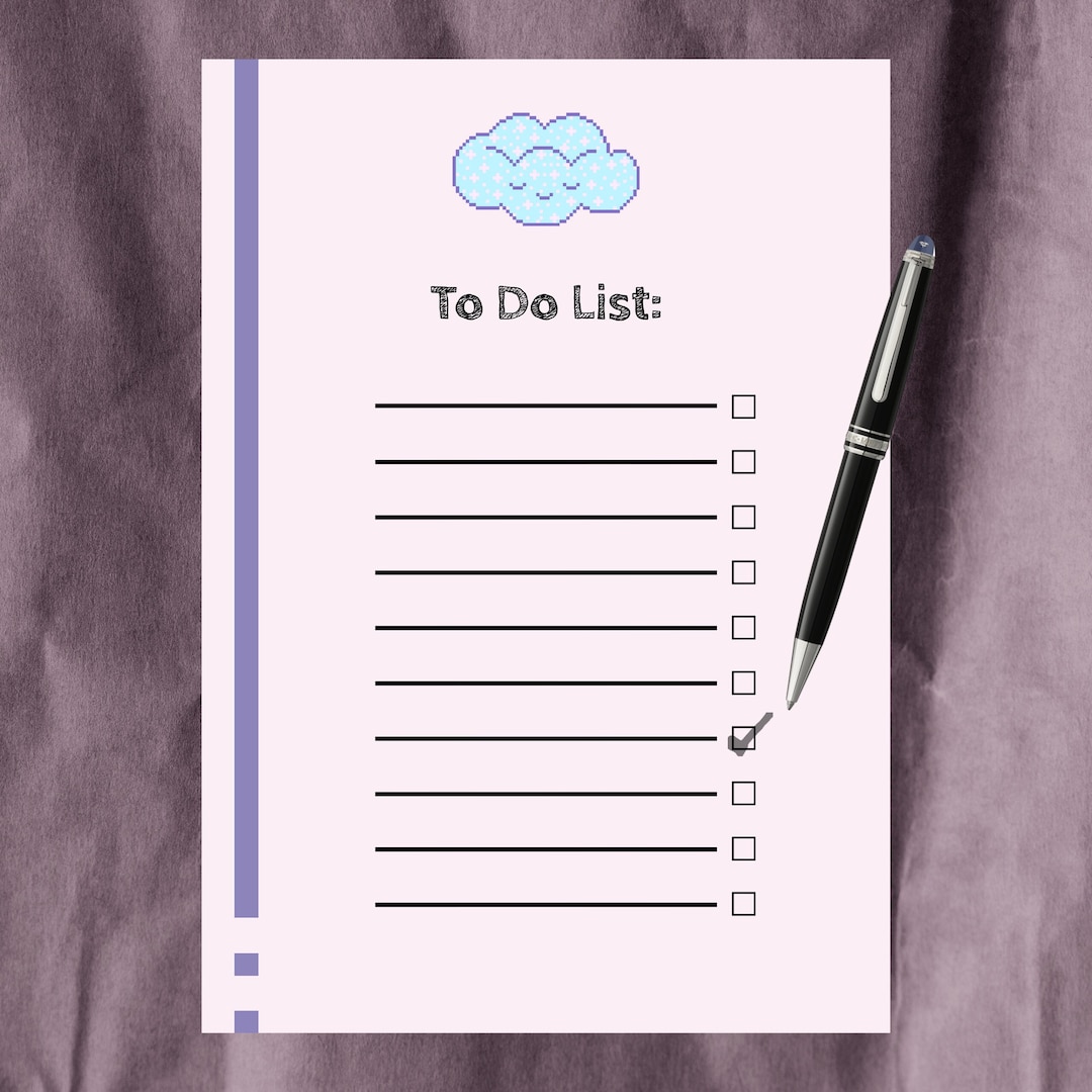 Printable to Do List - Kawaii Cloud Design - Etsy