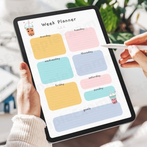 Boba Tea Cute Kawaii Printable Week Planner - Etsy