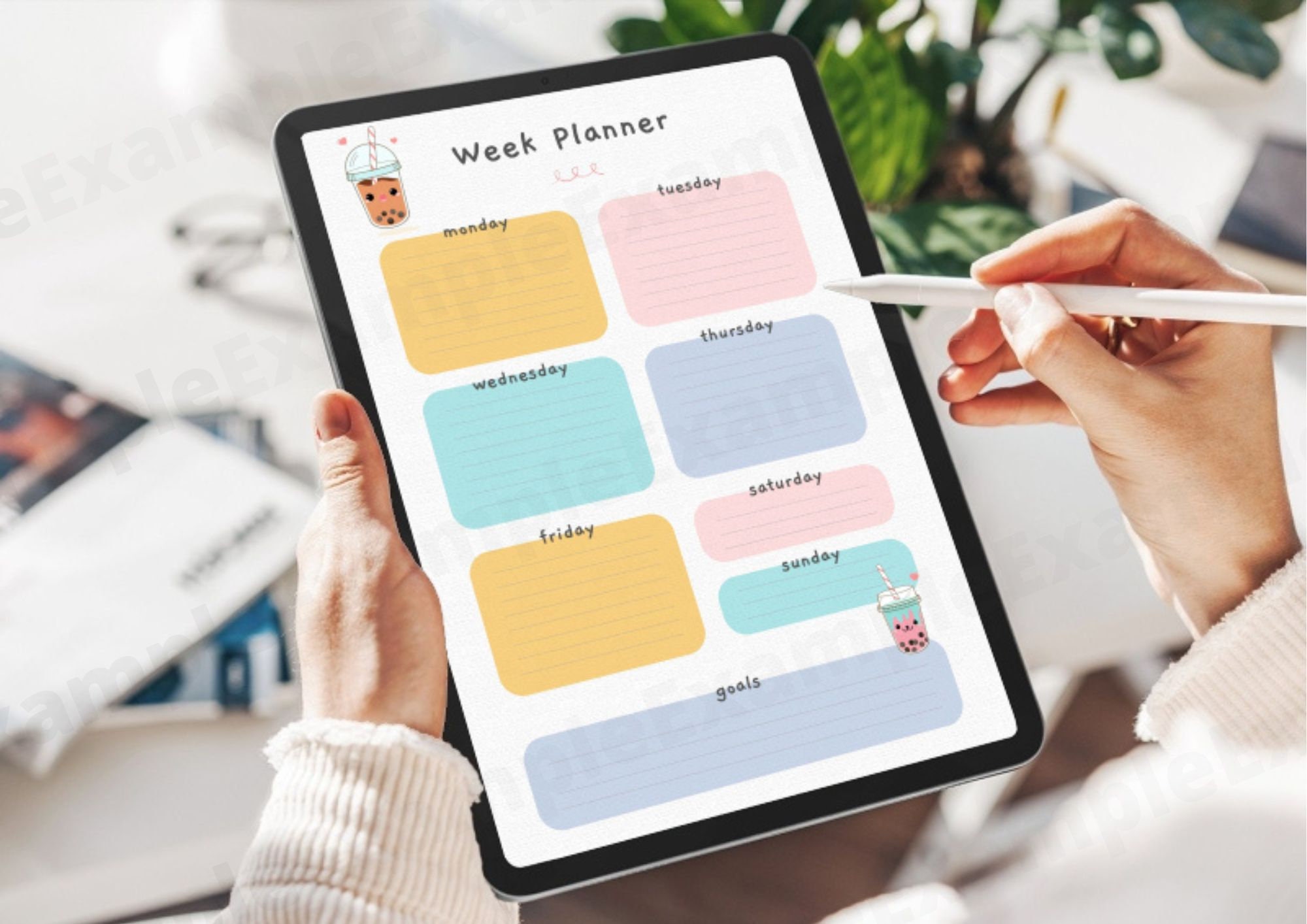 Boba Tea Cute Kawaii Printable Week Planner - Etsy