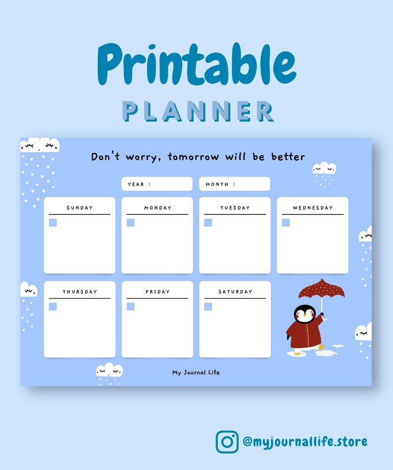 Mental Health Printable Week Planners | Aesthetic Calming Journal - Etsy