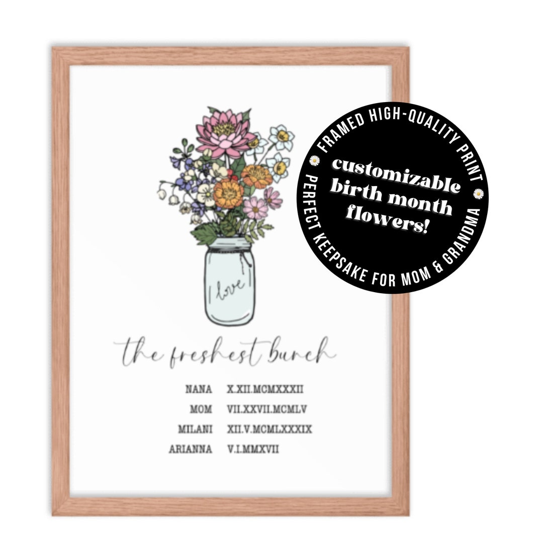 Freshest Bunch Birth Flower Custom Framed Birth Flower Print, Custom ...