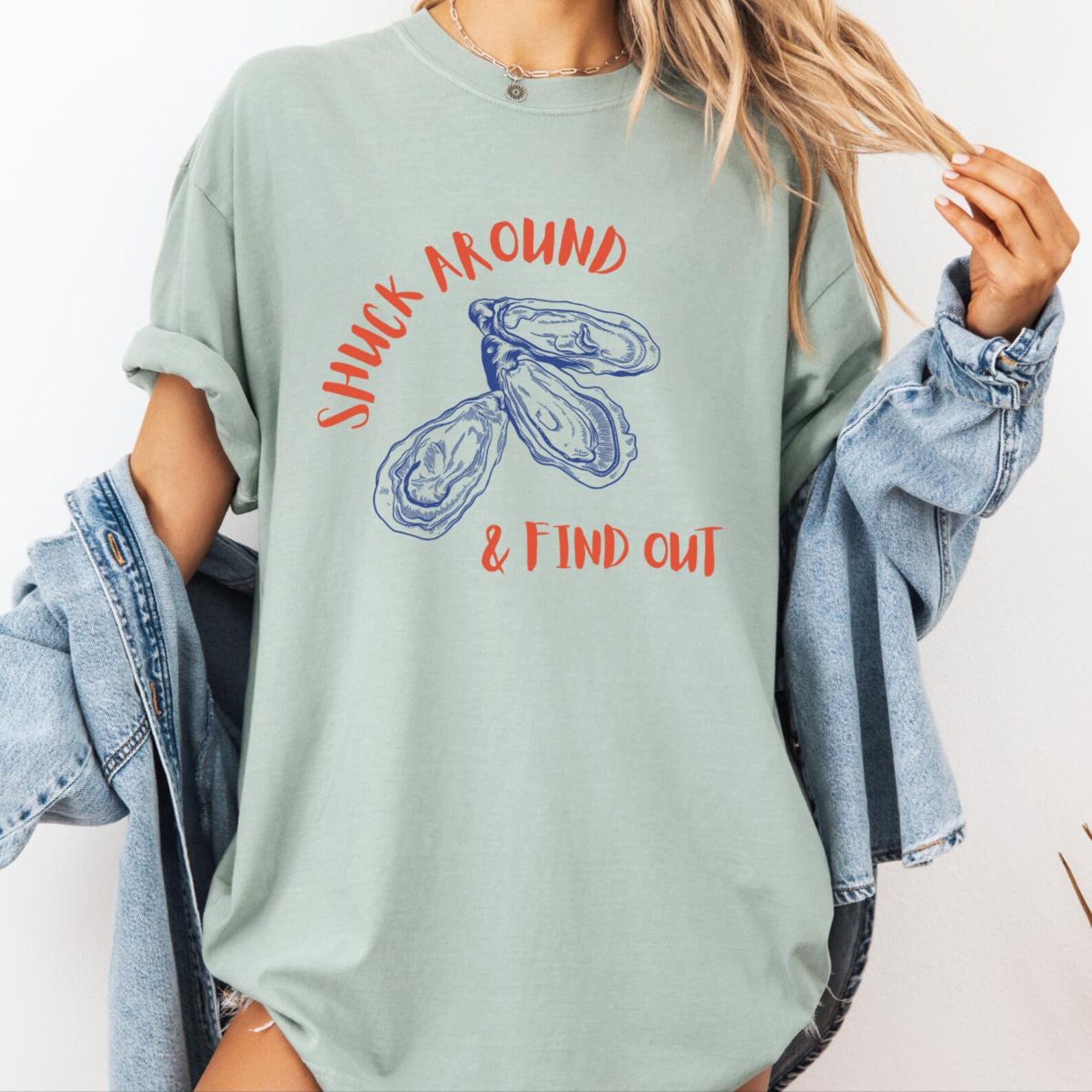 Shuck Around & Find Out Oyster Shirt, Retro Funny Graphic Tee, Coastal ...