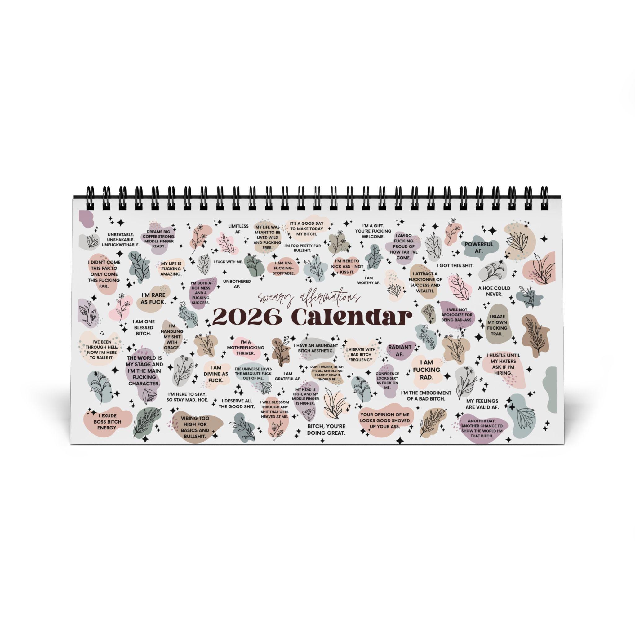 2026 Sweary Affirmations Desktop Calendar Funny Motivational Calendar ...