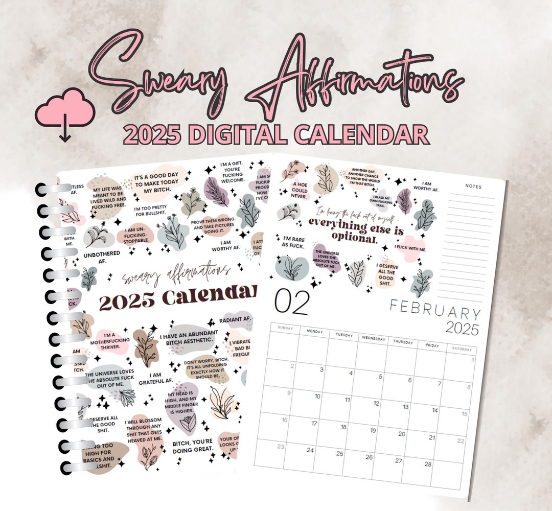 2025 Sweary Affirmations Digital Download | Calendar and Planner ...