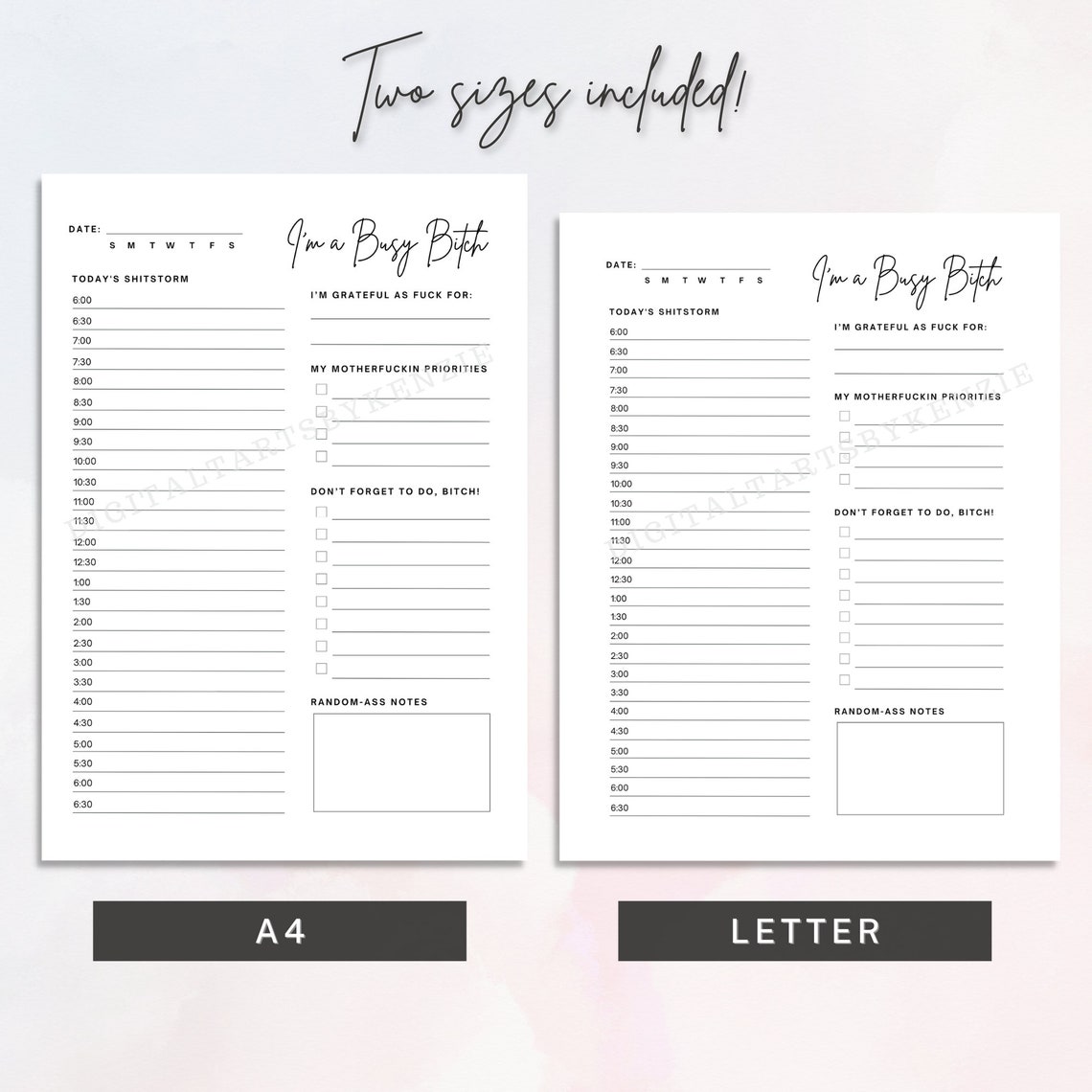 Swear Words Daily Planner, Printable Planner, Planner Page, Digital ...