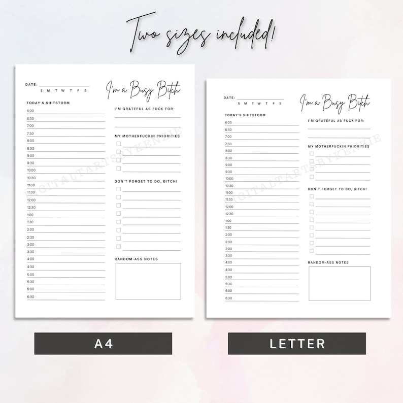 Swear Words Daily Planner, Printable Planner, Planner Page, Digital ...