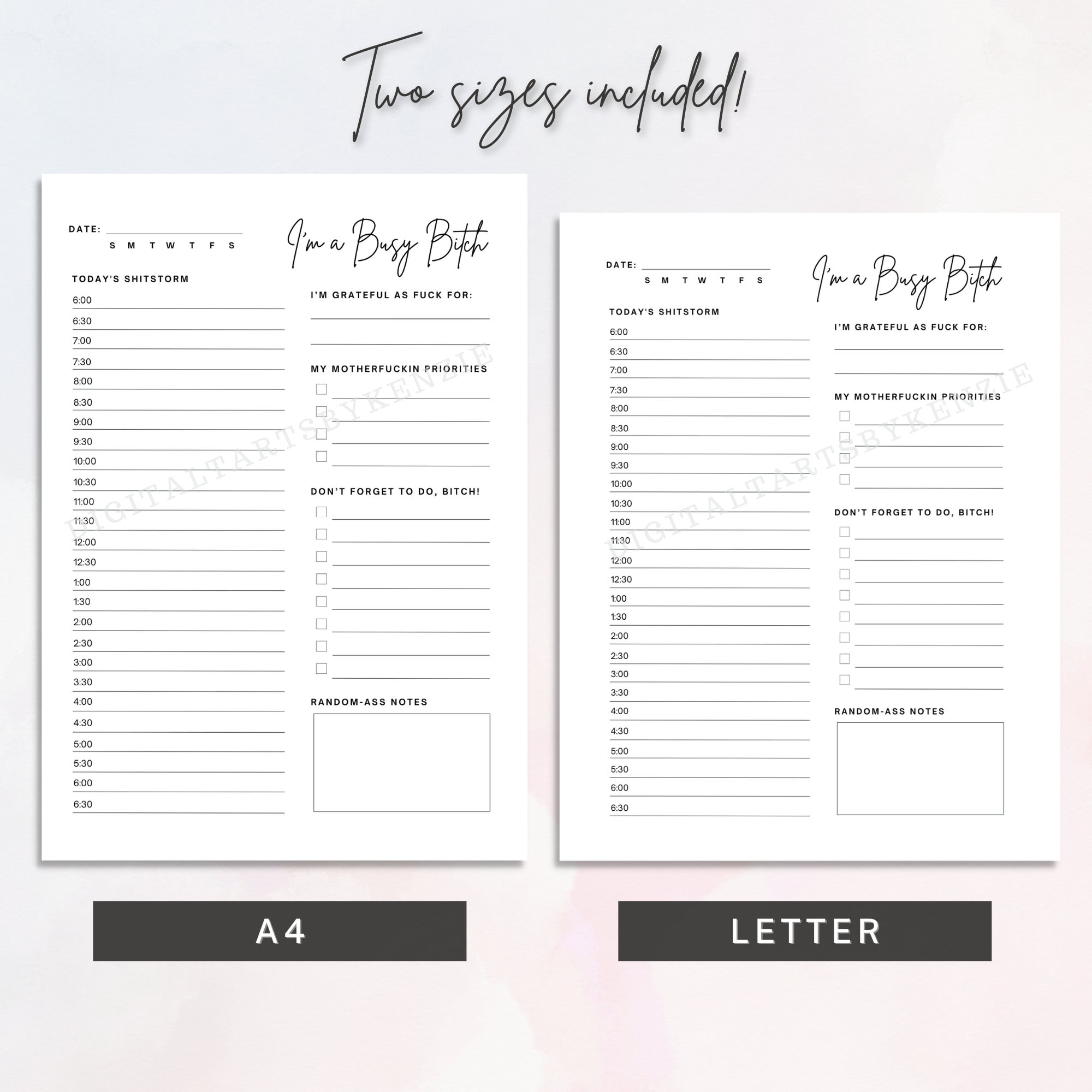 Swear Words Daily Planner, Printable Planner, Planner Page, Digital ...