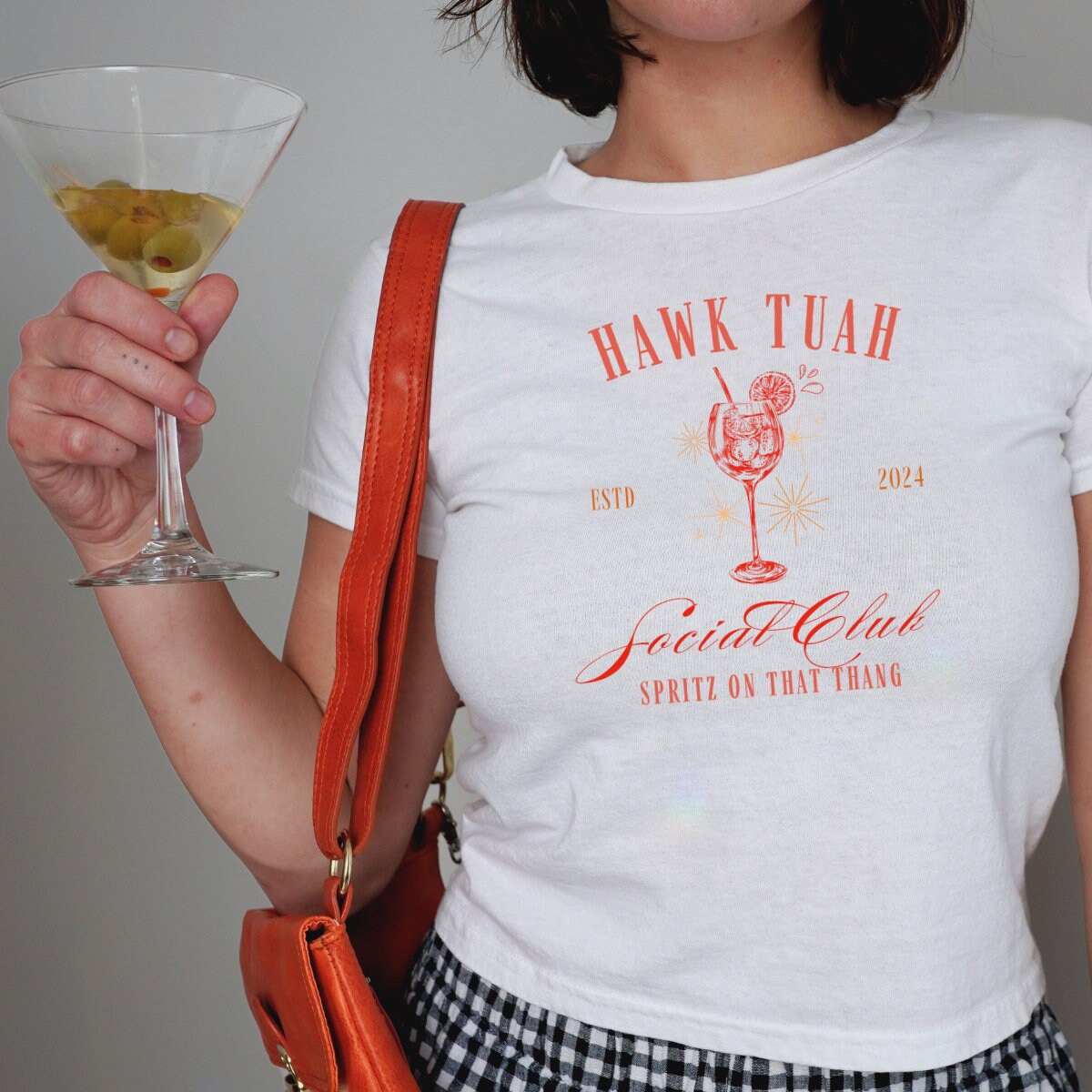 Hawk Tuah Aperol Spritz Social Club Baby Tee Holy Aperoli Aperol Drink ...