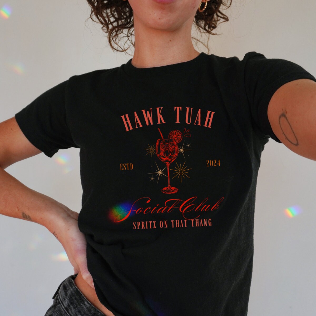 Hawk Tuah Aperol Spritz Social Club Baby Tee Holy Aperoli Aperol Drink ...