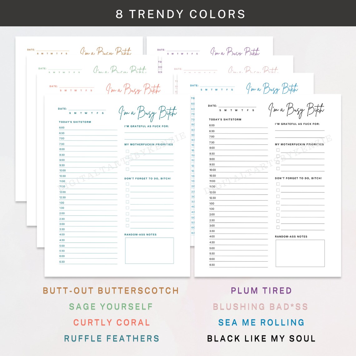 Swear Words Daily Planner, Printable Planner, Planner Page, Digital ...