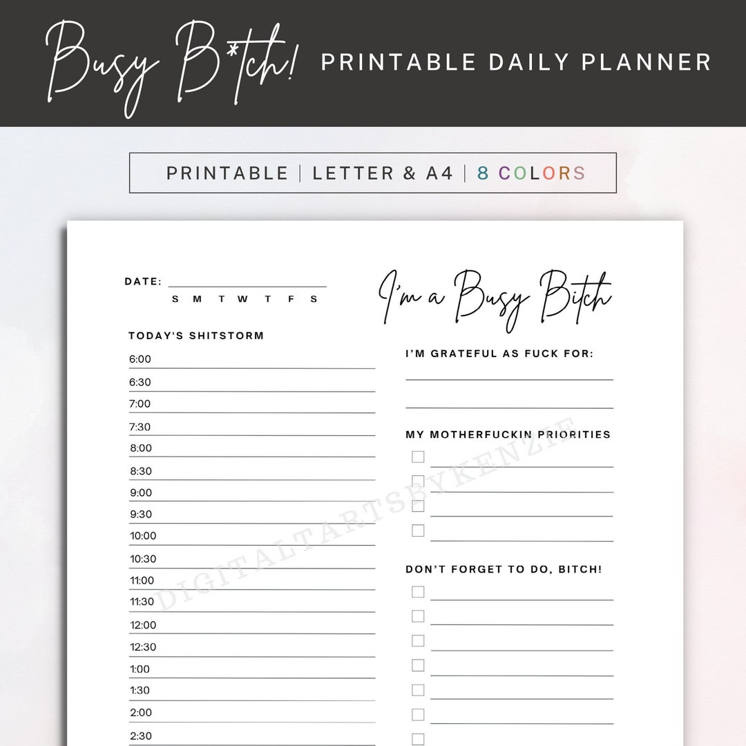 Swear Words Daily Planner, Printable Planner, Planner Page, Digital ...