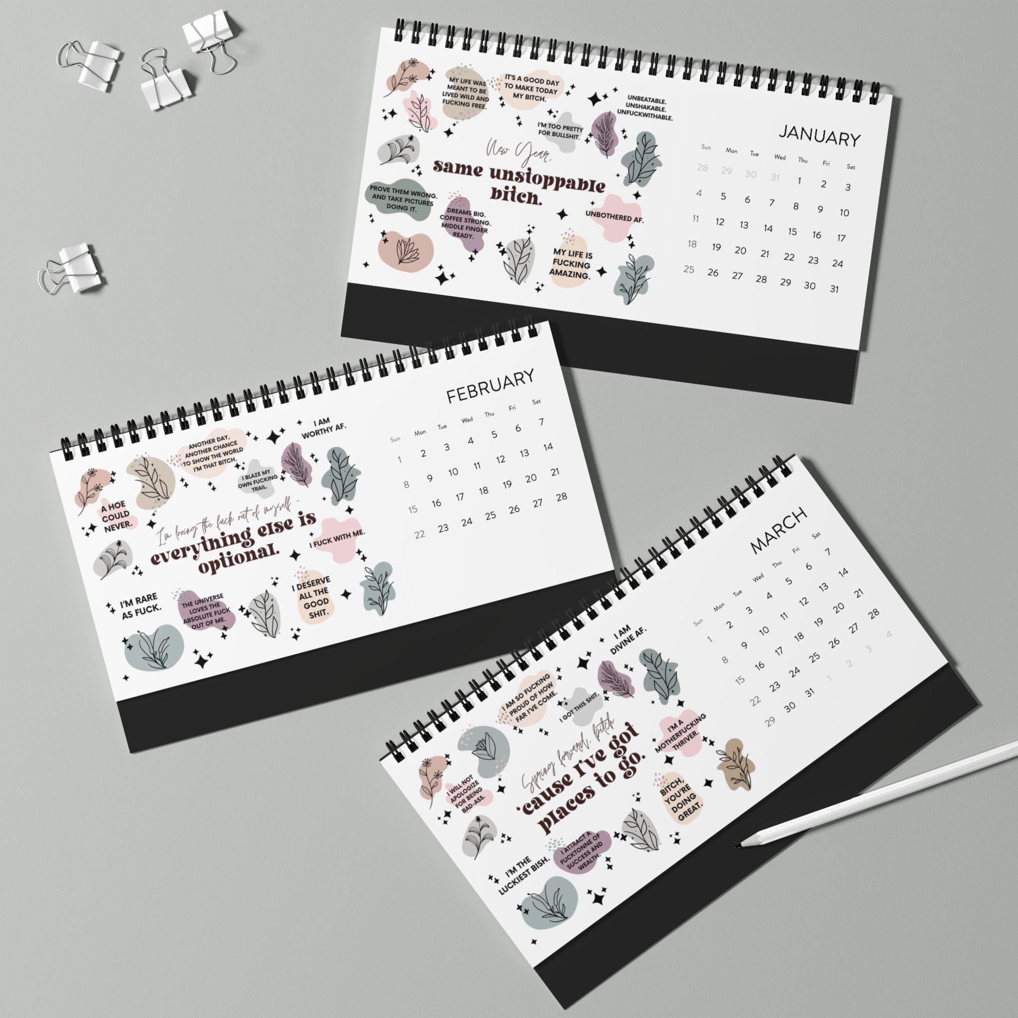 2026 Sweary Affirmations Desktop Calendar Funny Motivational Calendar ...