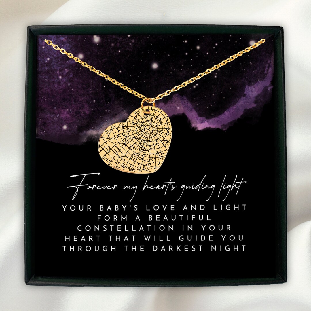 Custom Star Map Heart Necklace Gift for Miscarriage, Miscarriage Gift ...