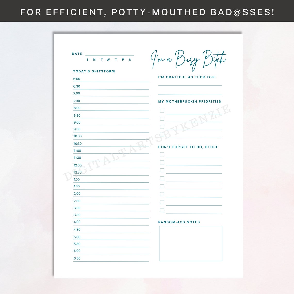 Swear Words Daily Planner, Printable Planner, Planner Page, Digital ...