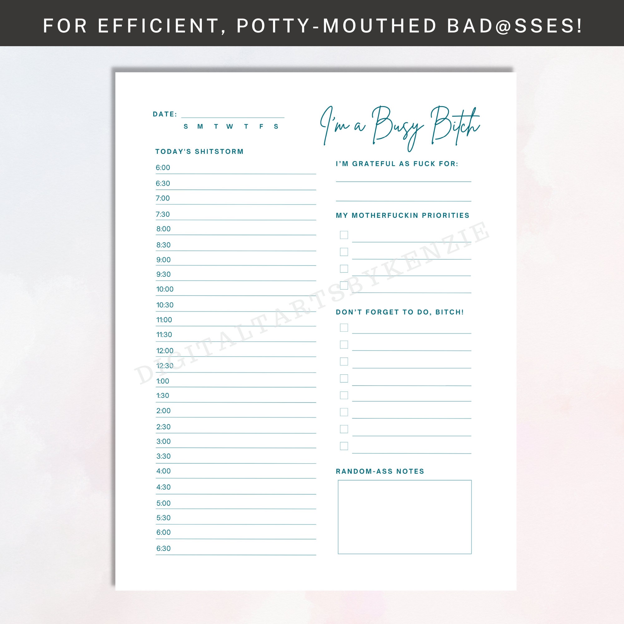 Swear Words Daily Planner, Printable Planner, Planner Page, Digital ...