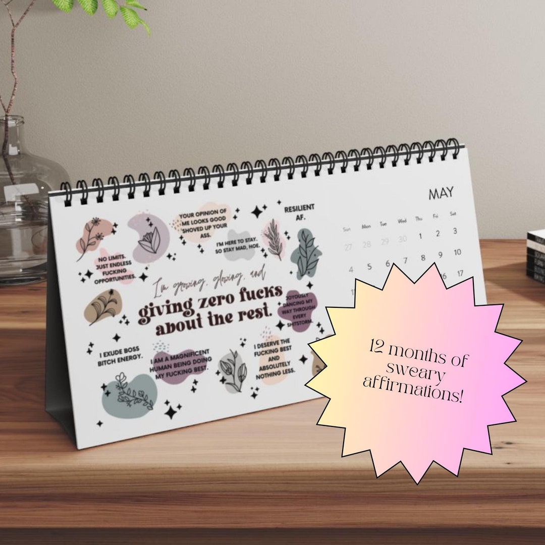 2025 Sweary Affirmations Desktop Calendar Funny Motivational Calendar ...
