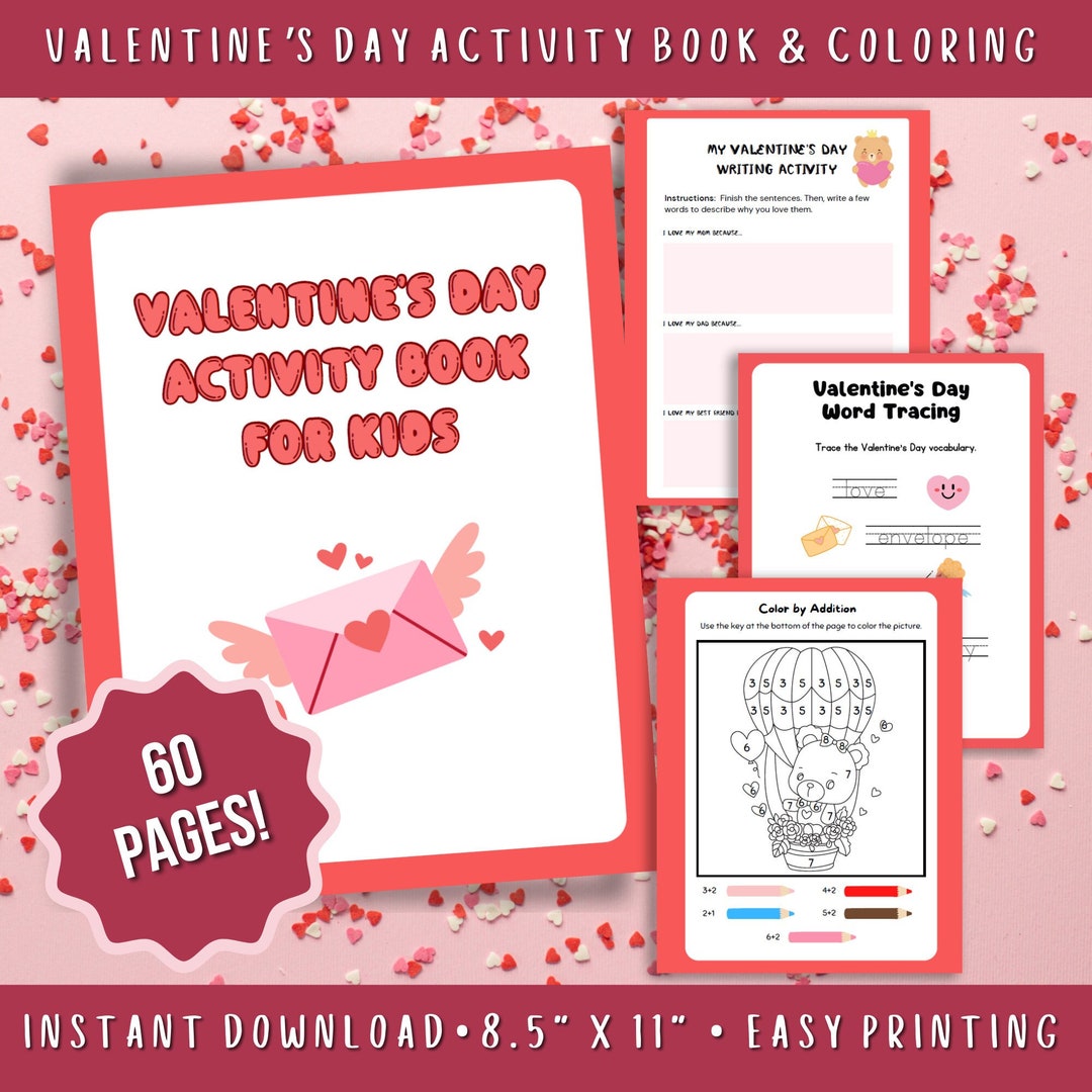 Printable Valentines Activity Book for Kids, Instant Download Classroom ...