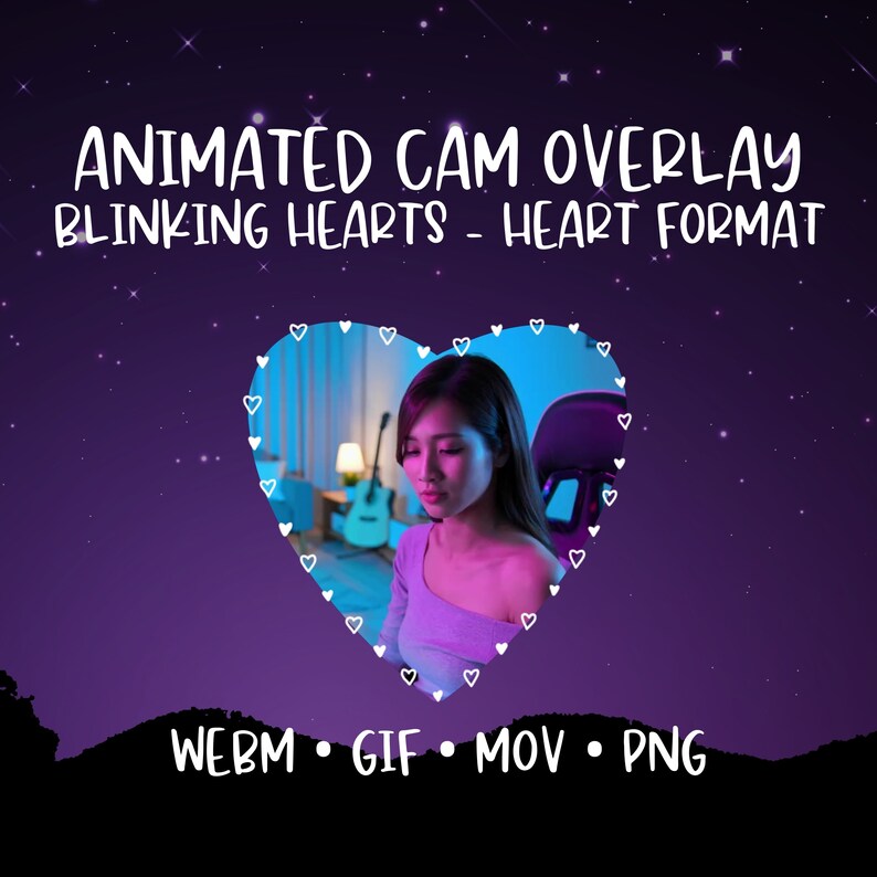 Webcam Overlay Hearts Blinking Animated Frame for Streaming in Heart ...