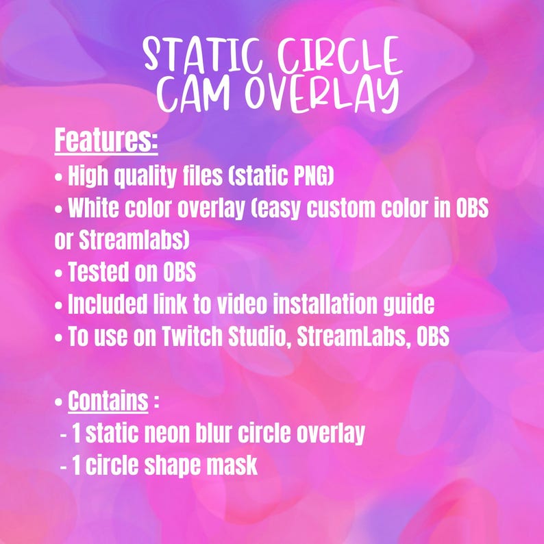 Static Neon Circle Webcam Overlay for Streaming, Twitch, Kick, OBS ...