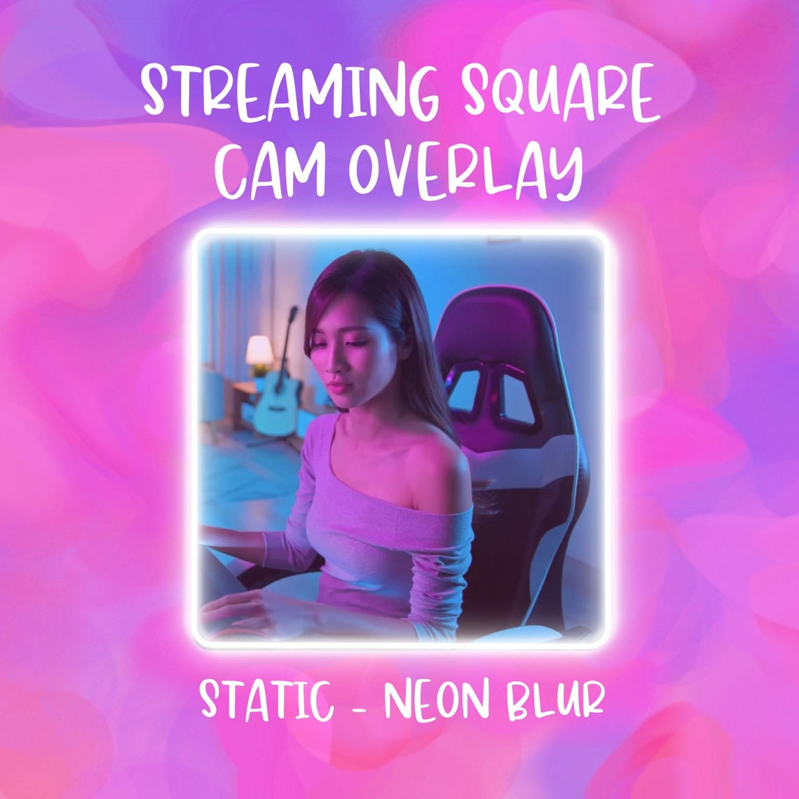 Static Neon Square Webcam Overlay for Streaming, Twitch, Kick, OBS ...