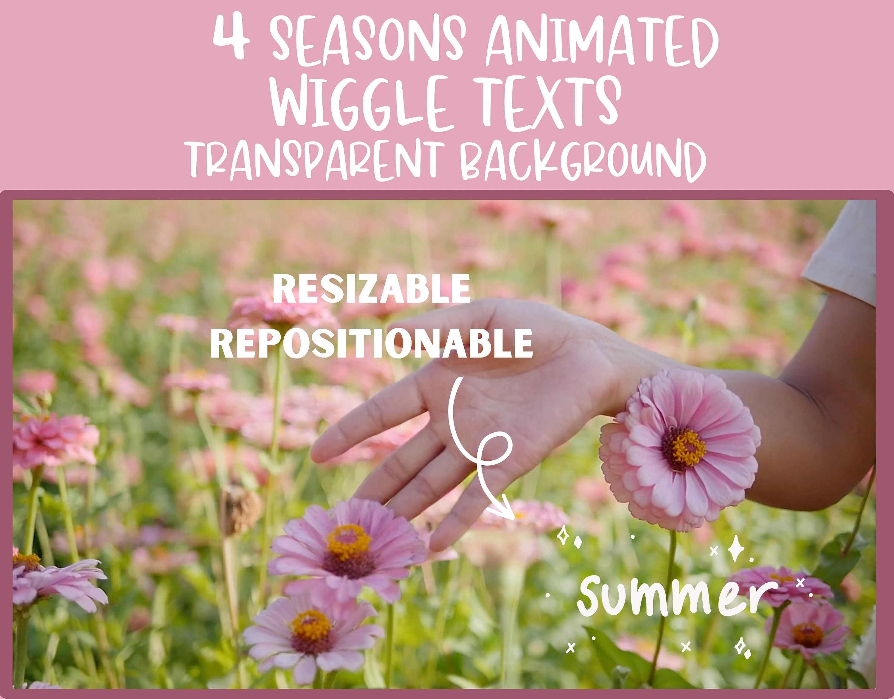 4 Seasons Animated Hand Drawn Wiggle Texts Starry Effect Transparent ...