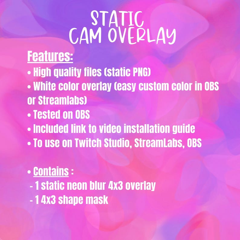 Static Neon 4x3 Webcam Overlay for Streaming, Twitch, Kick, OBS Studio ...