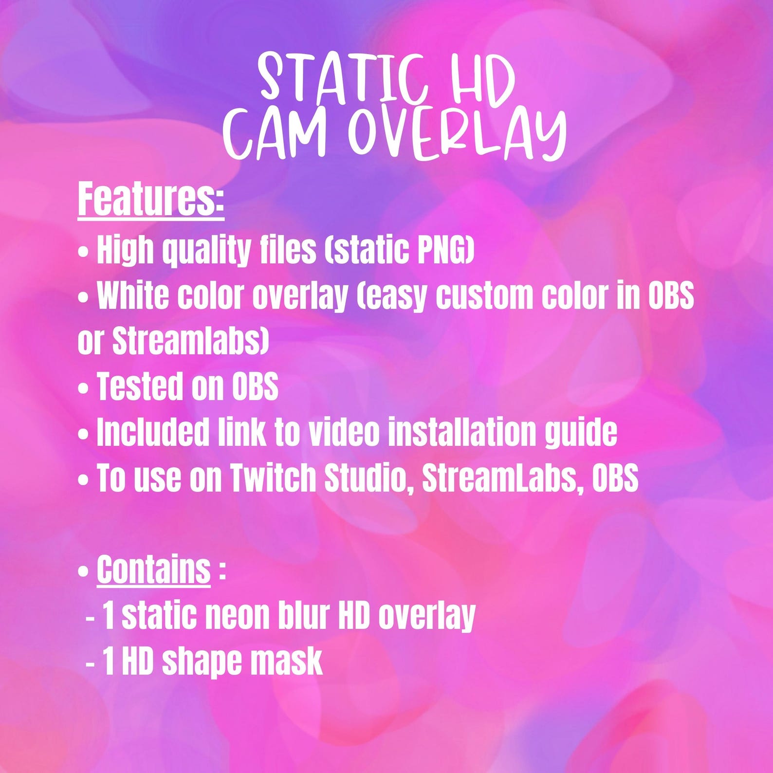 Static Neon HD Webcam Overlay for Streaming, Twitch, Kick, OBS Studio ...
