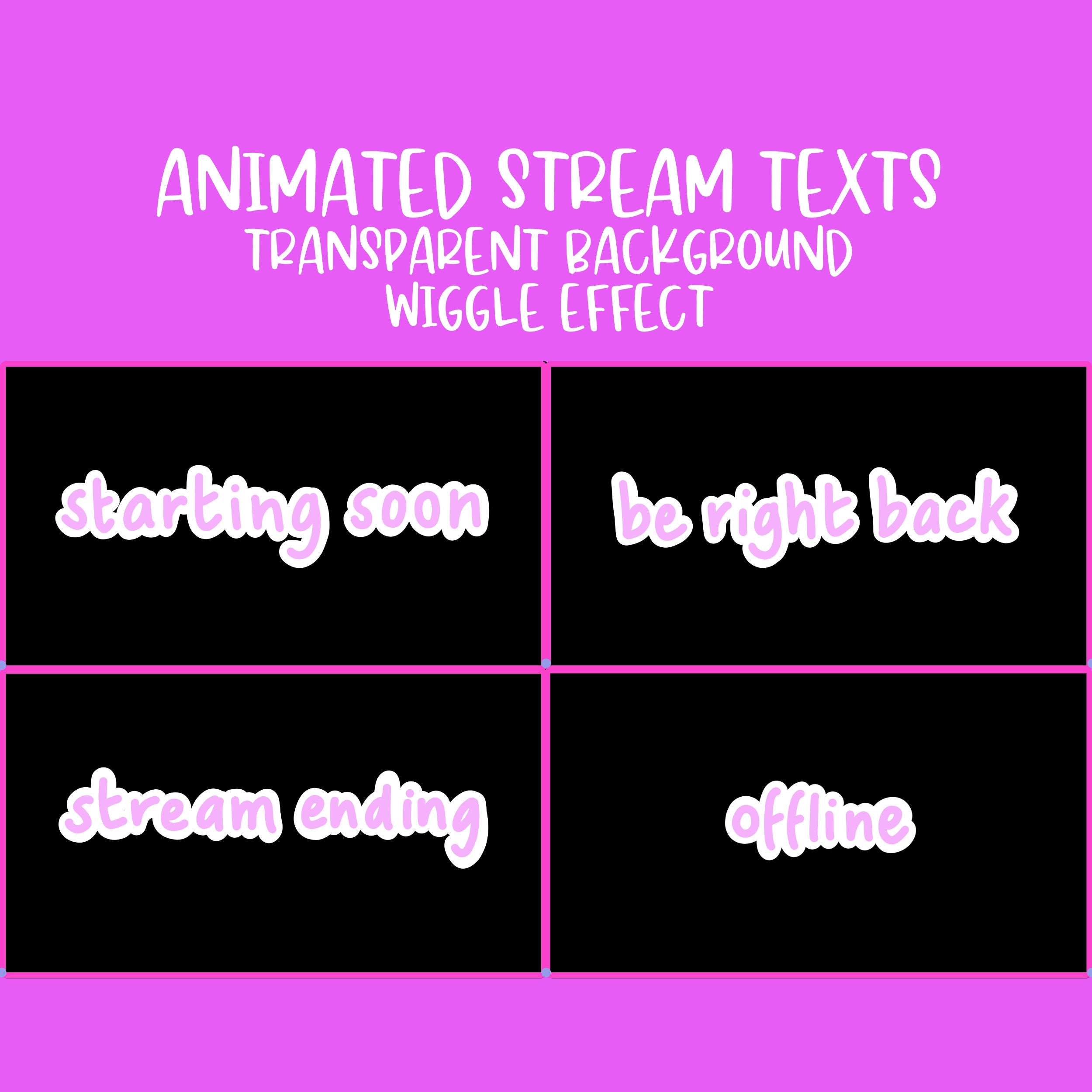 Animated Hand Drawn Wiggle Pink Stream Screen Texts Starting Soon, Be ...