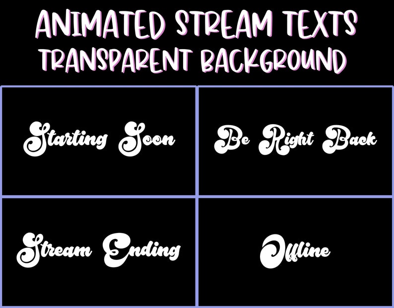 Animated Stream Screen Texts Starting Soon Be Right Back - Etsy