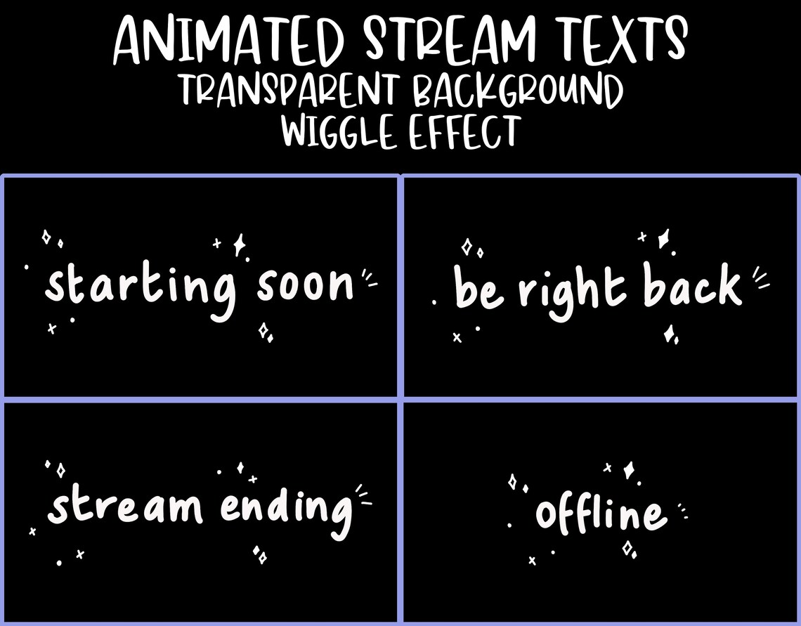 Animated Hand Drawn Wiggle Stream Screen Texts Starting Soon, Be Right ...