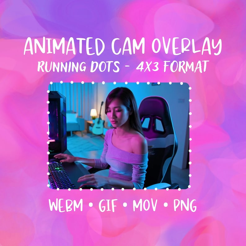 Webcam Overlay Animated Frame for Streaming Running Dots in 4x3 Format ...