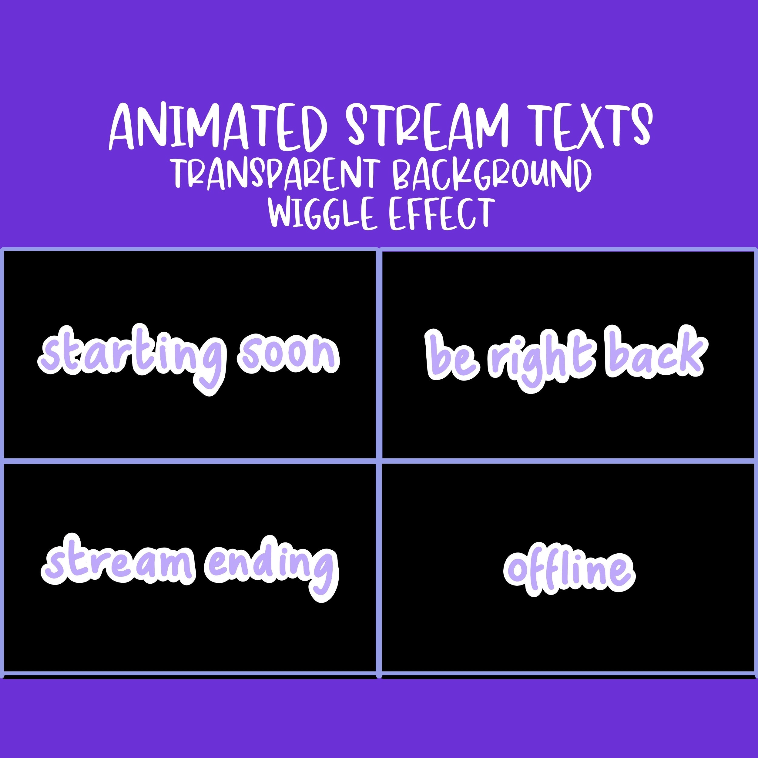 Animated Hand Drawn Wiggle Purple Stream Screen Texts Starting Soon, Be ...
