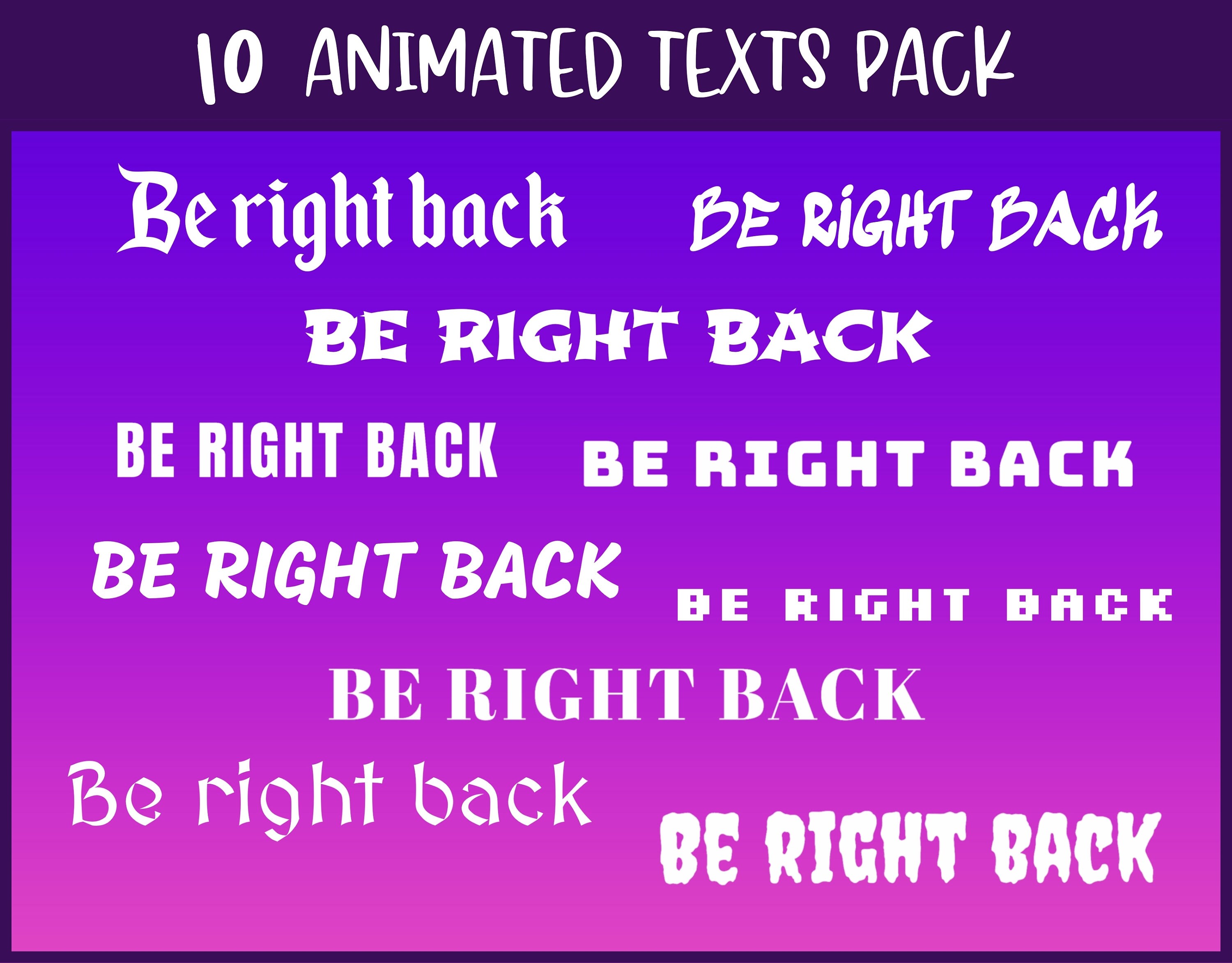 Bundle-10 Animated Stream Screen Text - "starting Soon" - "be Right ...